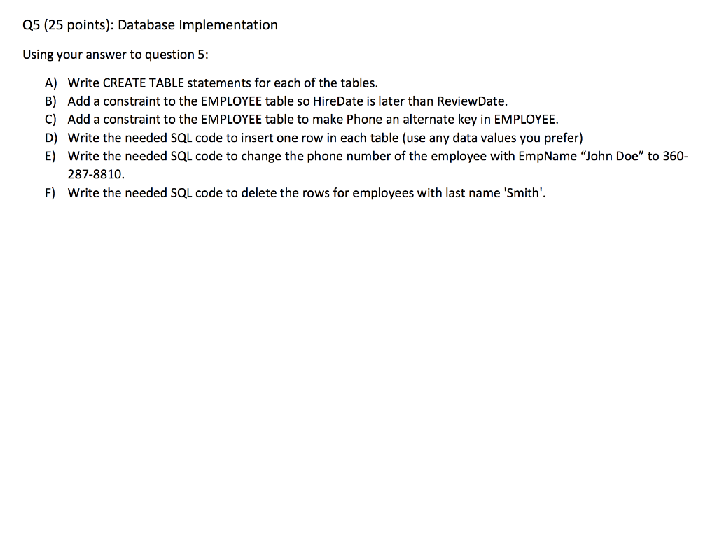 Solved Q5 25 Points Database Implementation Using Your 