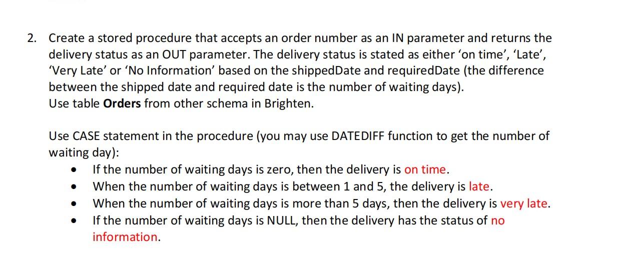 Solved MySQL database Write stored procedures and | Chegg.com