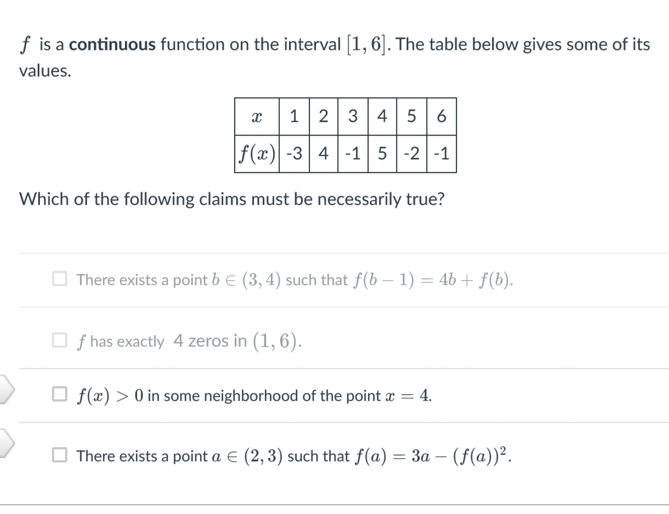 Solved f is a continuous function on the interval [1,6]. The | Chegg.com