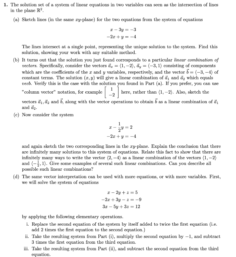 Solved The solution set of a system of linear equations in | Chegg.com