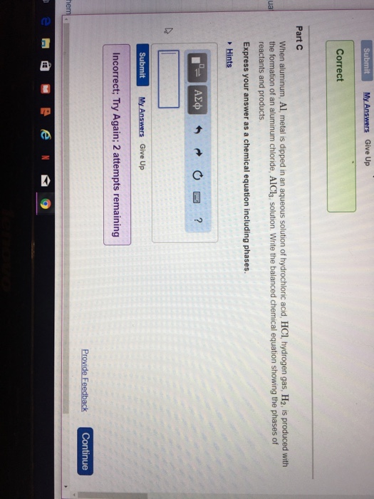 Solved Submit My Answers Give Up Correct Part C When | Chegg.com