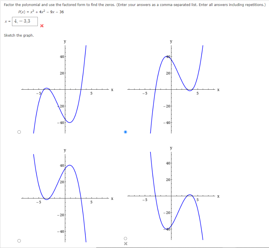 Solved Factor the polynomial and use the factored form to | Chegg.com