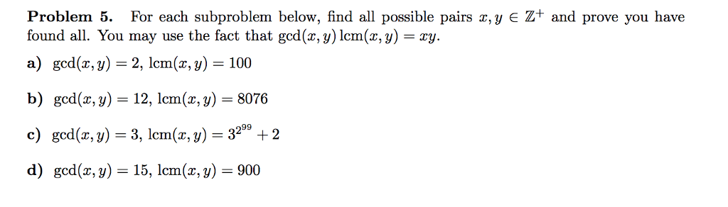 Solved Problem 5. For each subproblem below, find all | Chegg.com