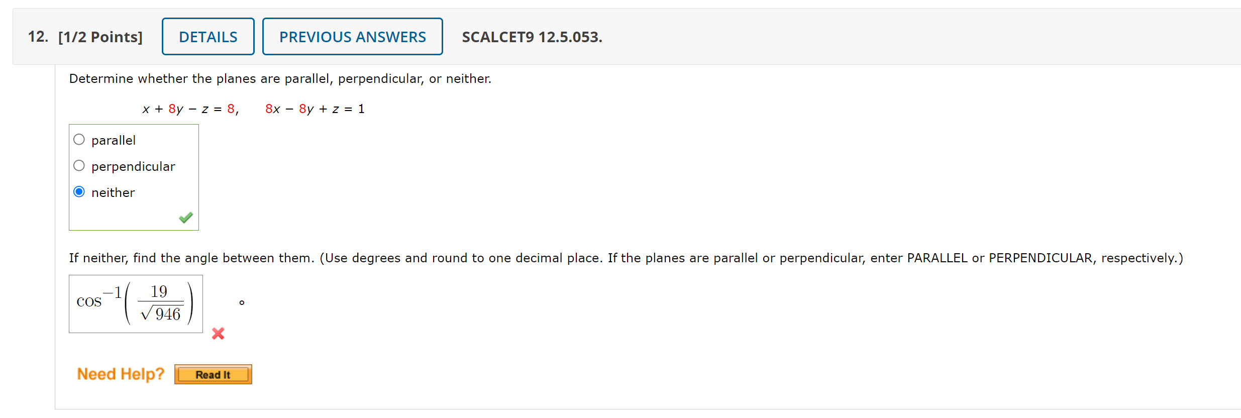 Solved [-/2 Points] DETAILS SCALCET9 12.5.004. Find a vector | Chegg.com