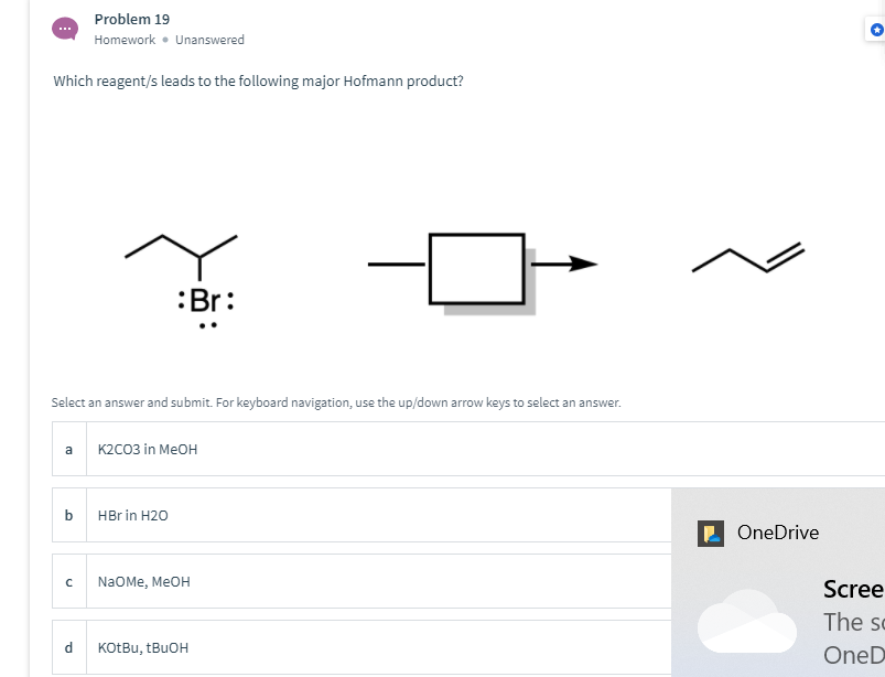 Solved Problem 19 Homework. Unanswered Which reagent/s leads | Chegg.com