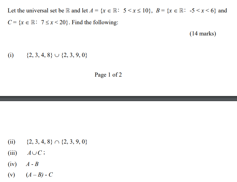 Solved Let the universal set be \\( \\mathbb{R} \\) and let | Chegg.com