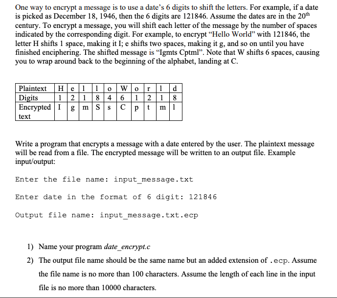 Solved One way to encrypt a message is to use a date's 6 | Chegg.com
