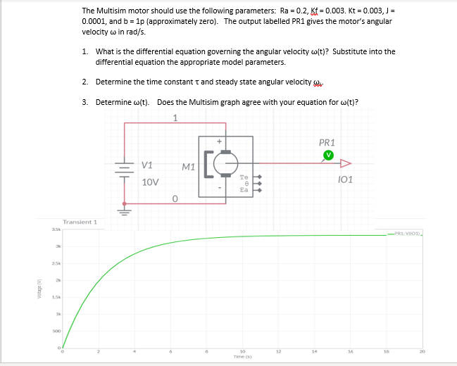 The Multisim motor should use the following | Chegg.com