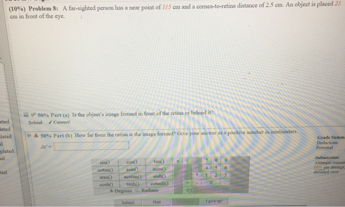 Solved (1006) Problem 8: A far-sighted person has a near | Chegg.com