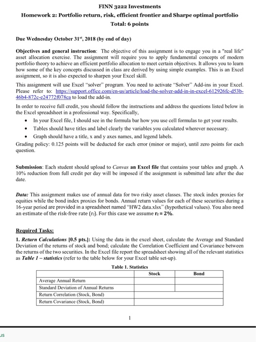 Efficient Frontier Excel Template