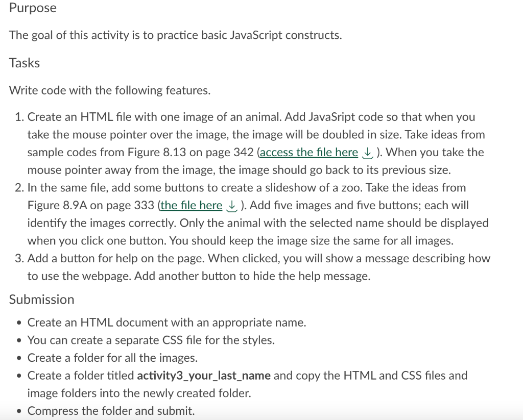 Solved The goal of this activity is to practice basic | Chegg.com