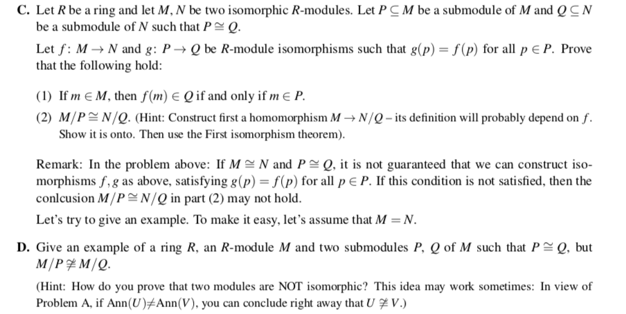 This is Algebra hw. I need to prove problem C (both | Chegg.com