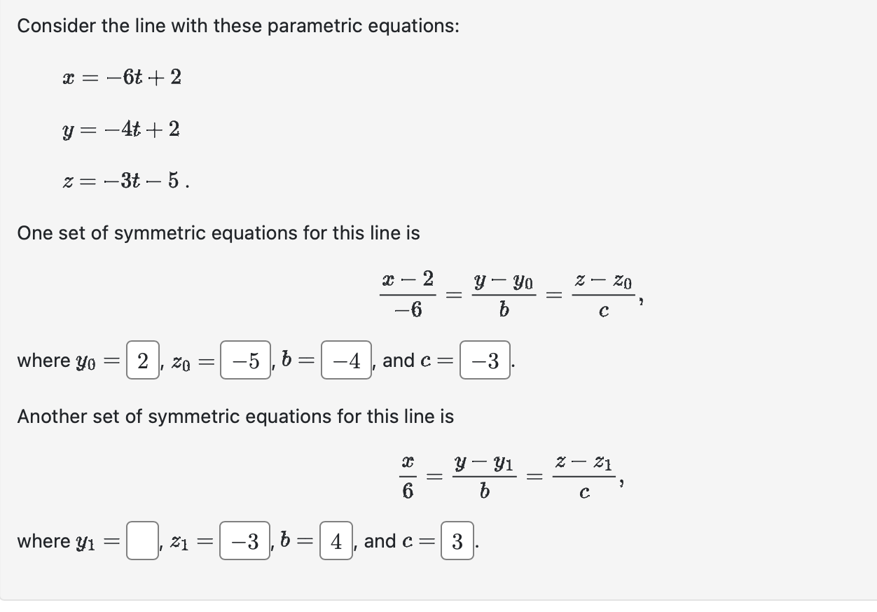 Solved Consider the line with these parametric equations: | Chegg.com
