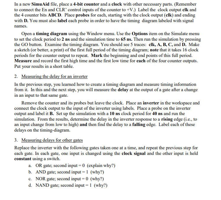 Solved In a new SimuAid file, place a 4-bit counter and a | Chegg.com