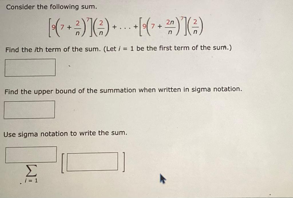 Solved Consider the following sum. | Chegg.com