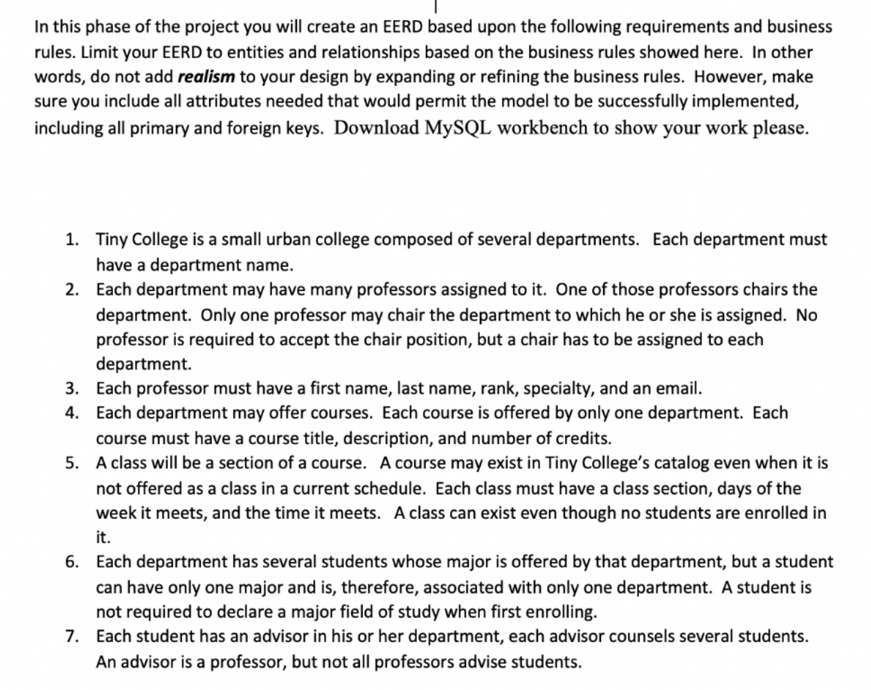 Solved In this phase of the project you will create an EERD | Chegg.com