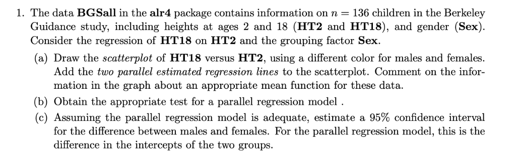 USING R load/download the alr4 package then | Chegg.com