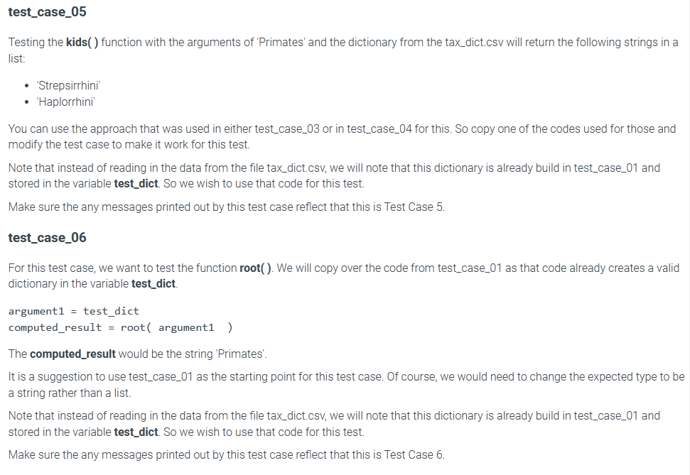 Solved test_case_01 For the first test case function, named: | Chegg.com