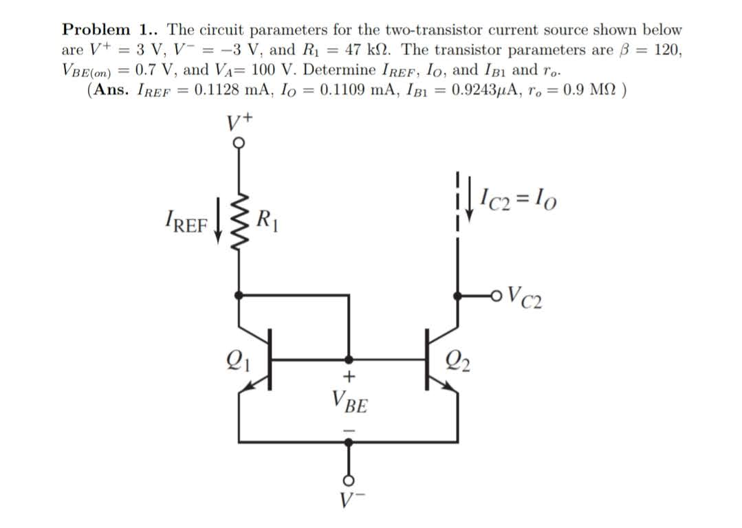 Solved Problem 1.. The circuit parameters for the | Chegg.com