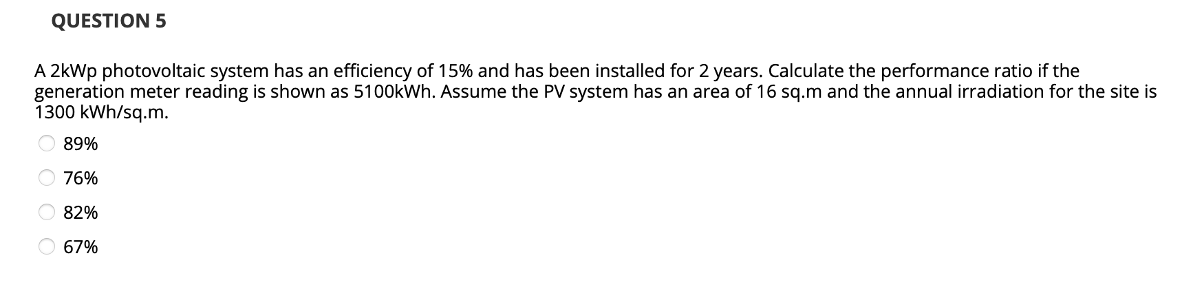 Solved A 2kWp photovoltaic system has an efficiency of 15% | Chegg.com