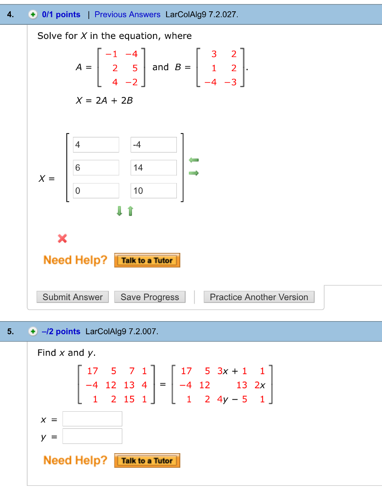 Solved 4. 0/1 points | Previous Answers LarColAlg9 7.2.027 | Chegg.com