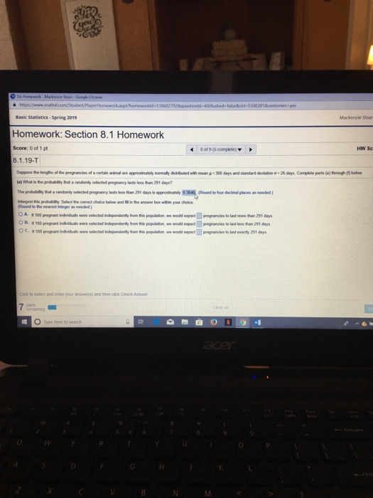 Solved Basic Statistics-Spring 2019 Homework: Section 8.1 | Chegg.com