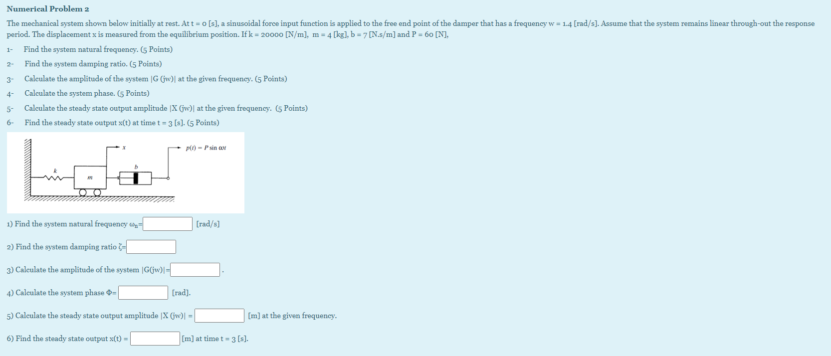 Solved Numerical Problem 2 The mechanical system shown below | Chegg.com