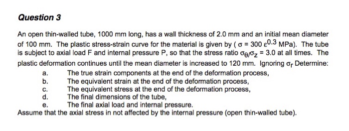 Solved An open thin-walled tube, 1000 mm long, has a wall | Chegg.com