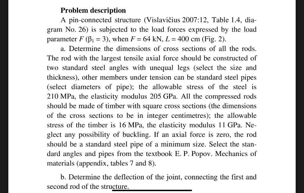 Solved Problem description A pin-connected structure | Chegg.com
