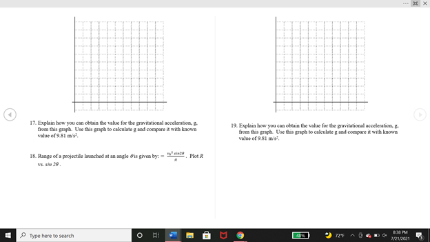 Solved LAB: PROJECTILE MOTION Learning Goals: • Draw motion | Chegg.com