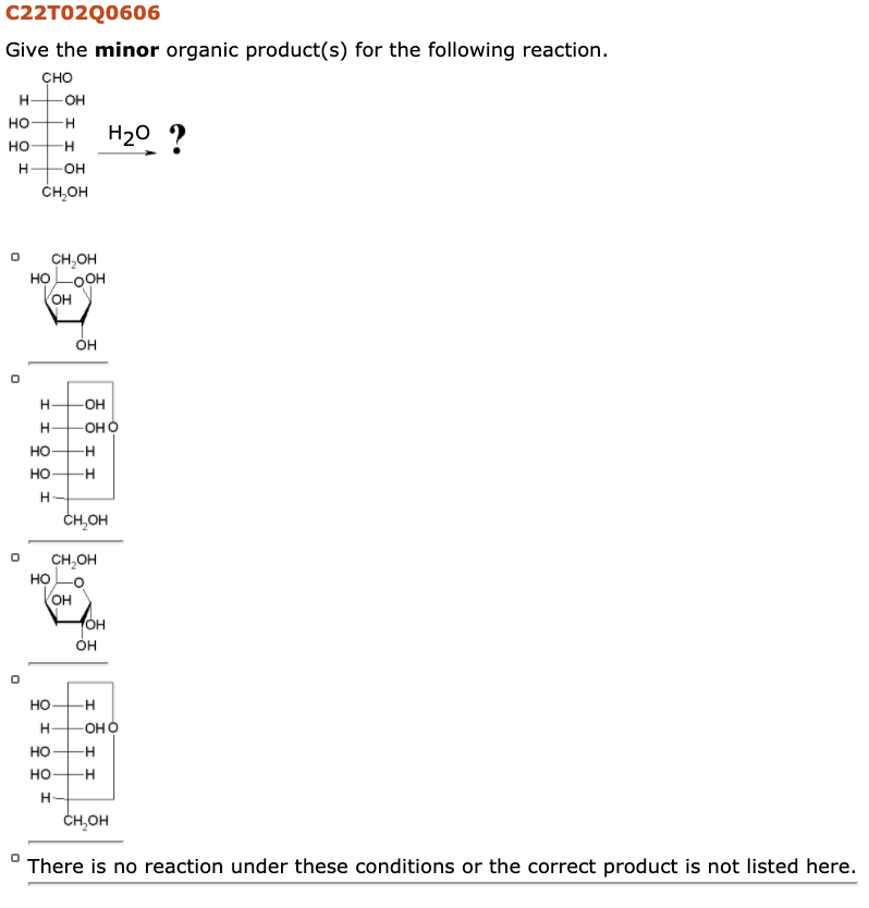 Solved C22T02Q0874 Give the minor organic product(s) for the | Chegg.com