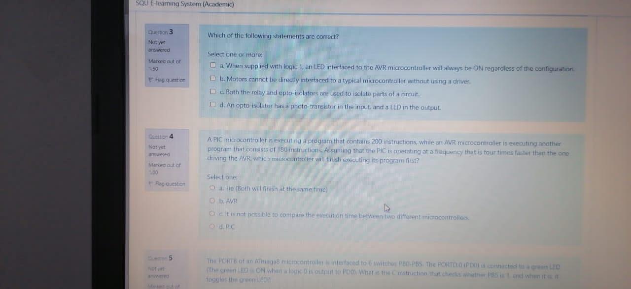 Solved SQU E-learning System (Academic) Which of the | Chegg.com