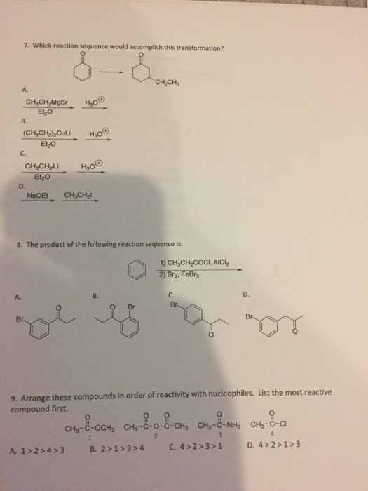 Solved Which reaction sequence would accomplish this | Chegg.com