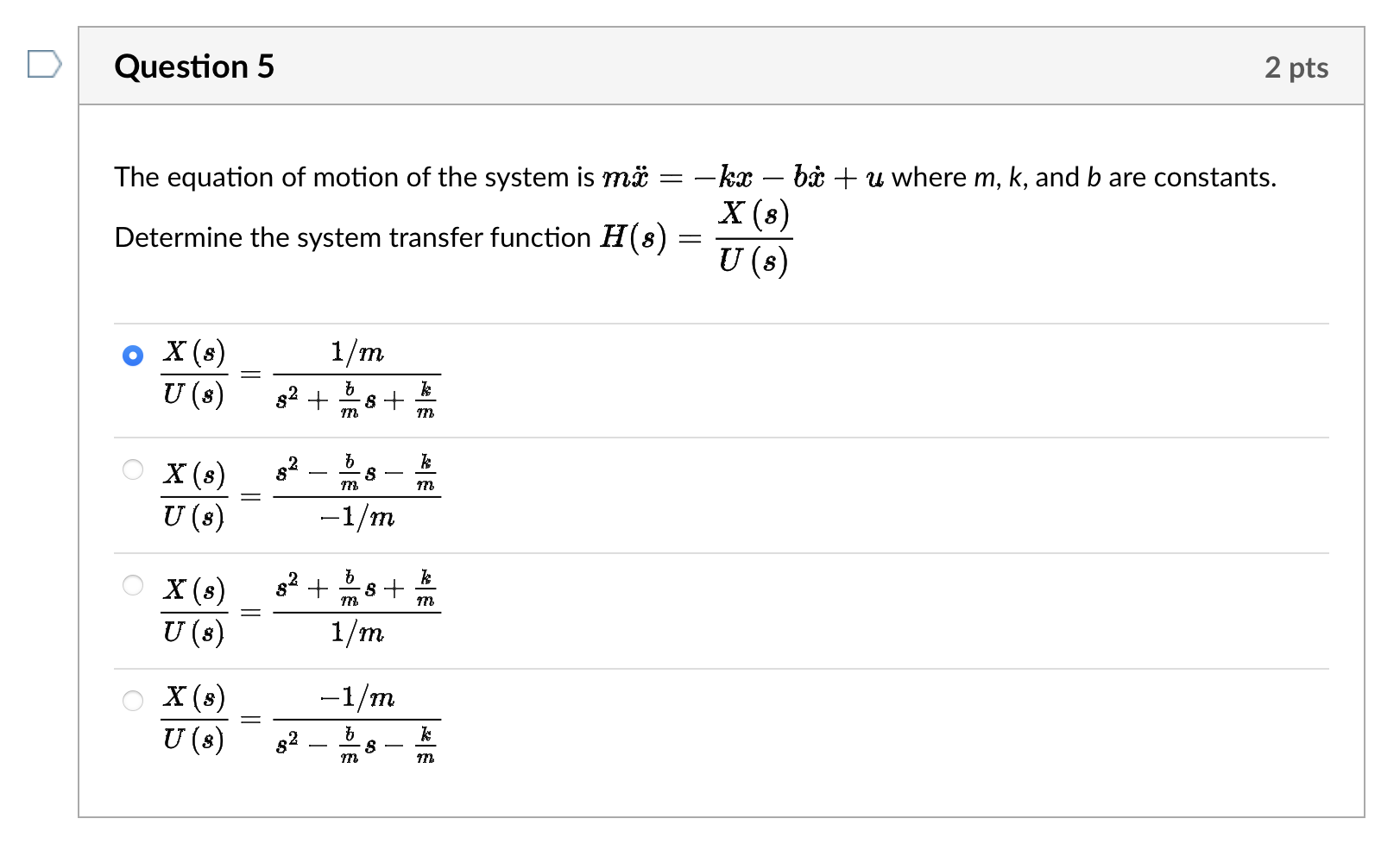 Solved Determine the dynamic model of mass m2 : | Chegg.com