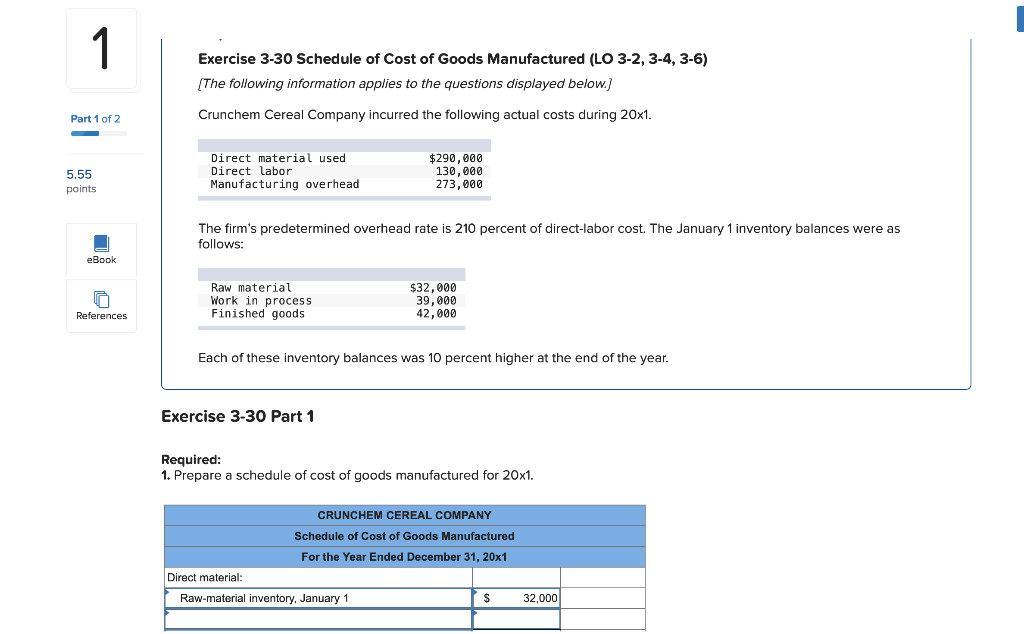 Solved Exercise 3-30 Schedule of Cost of Goods Manufactured | Chegg.com