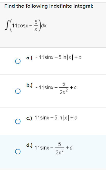 Solved Find the following indefinite | Chegg.com