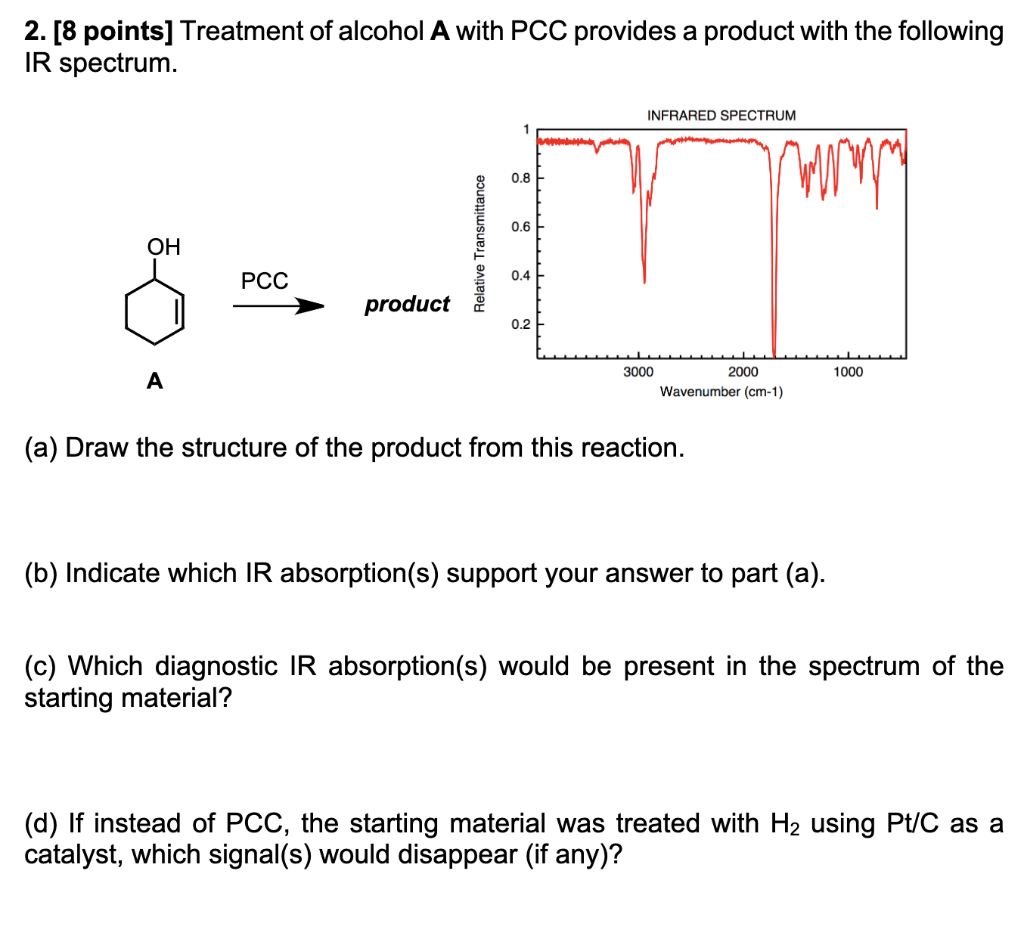 Solved 2. [8 points] Treatment of alcohol A with PCC | Chegg.com