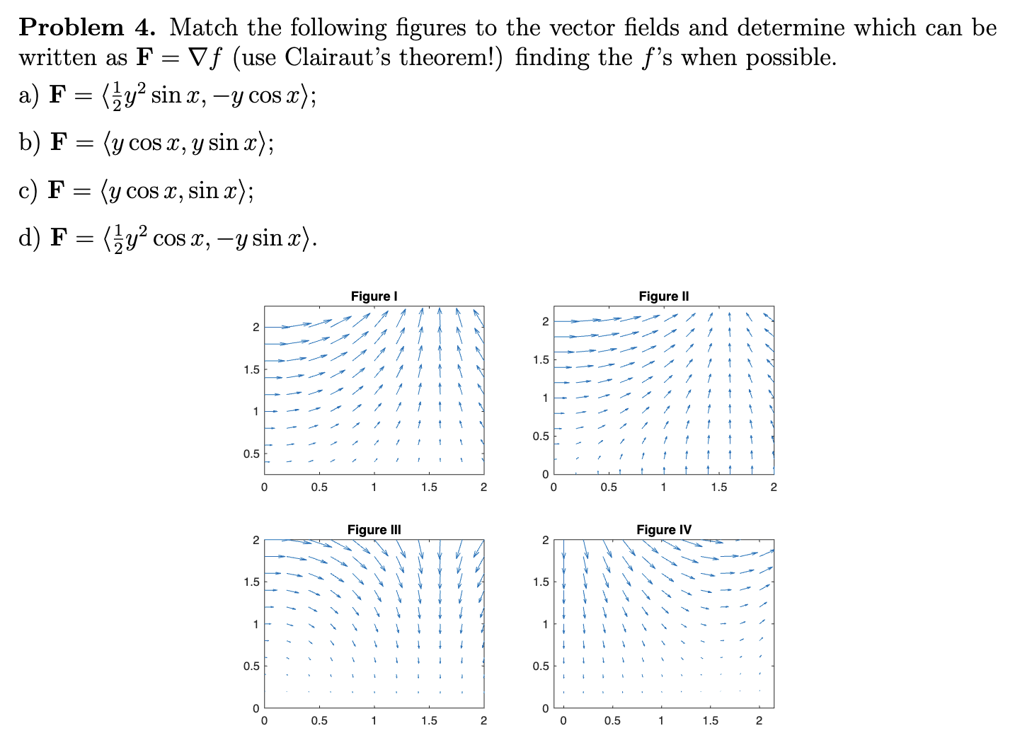 Problem 4. ﻿Match the following figures to the vector | Chegg.com