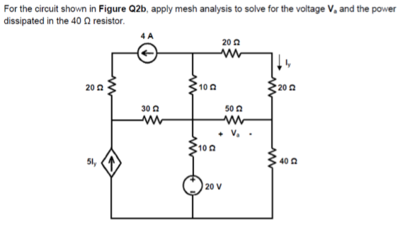 Solved For the circuit shown in Figure Q2b, apply mesh | Chegg.com