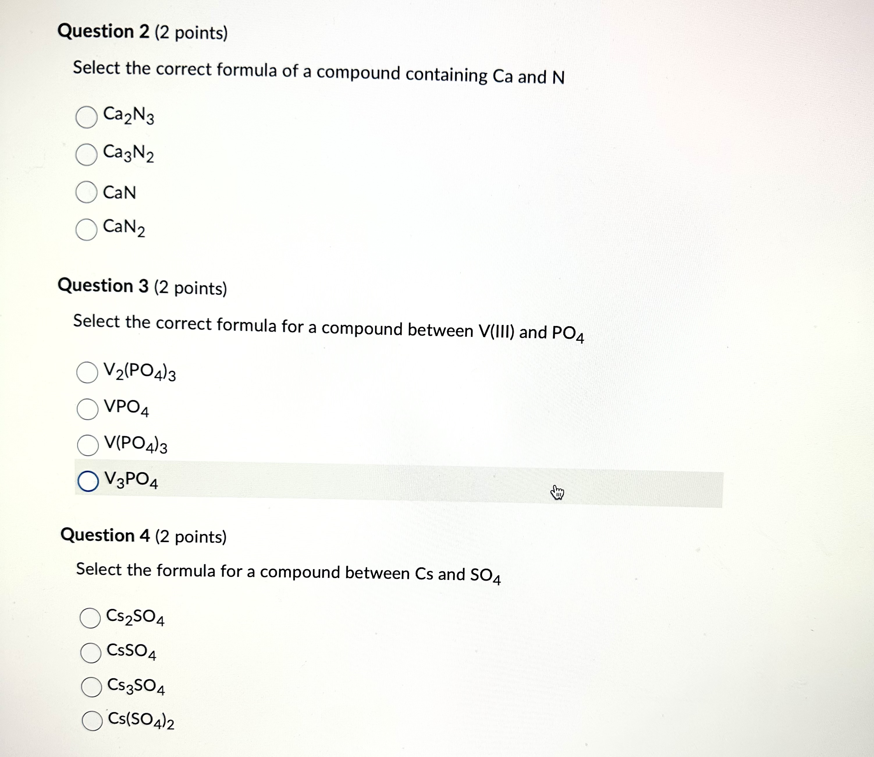 Solved Select the correct formula of a compound containing | Chegg.com