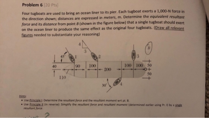 Solved Problem 6(20 Pts) Four tugboats are used to bring the | Chegg.com