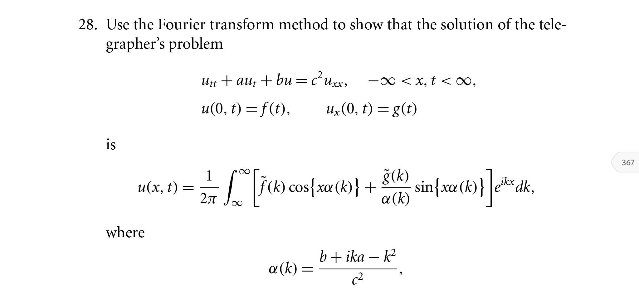Solved 28. Use the Fourier transform method to show that the | Chegg.com