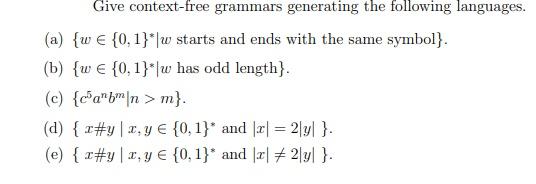 Solved Give context-free grammars generating the following | Chegg.com