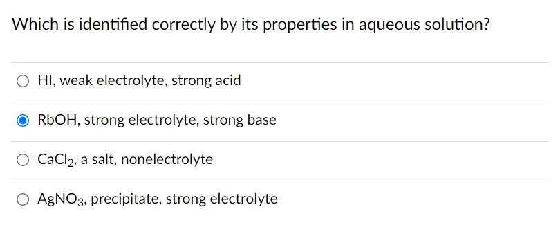 Solved Which is identified correctly by its properties in | Chegg.com