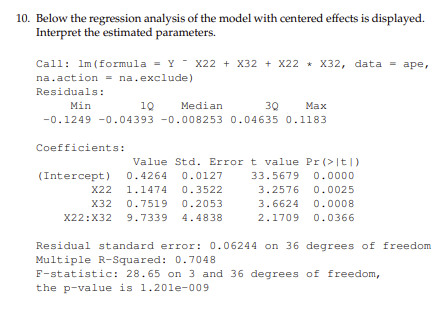 3. Look at the following R-output: Call: lm(formula | Chegg.com
