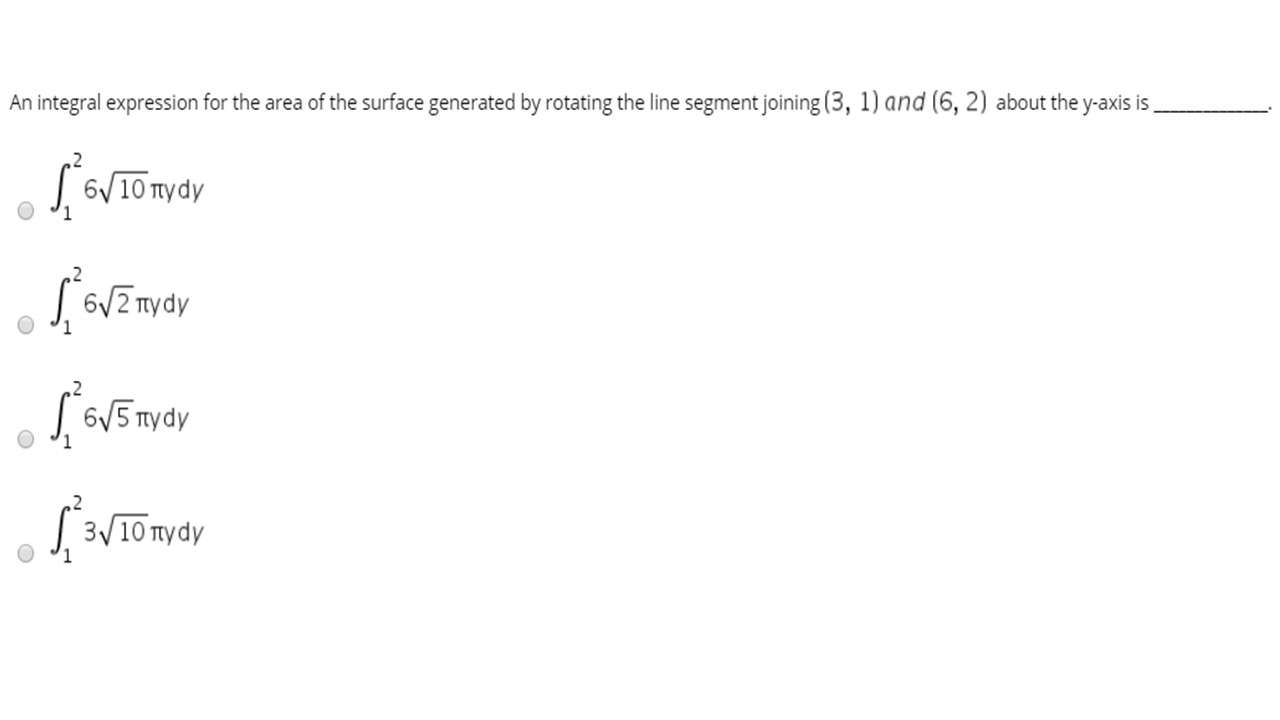 Solved An integral expression for the area of the surface | Chegg.com
