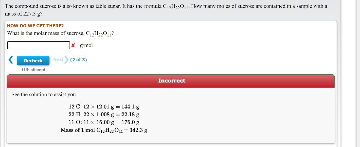 Solved The compound sucrose is also known as table sugar. It | Chegg.com