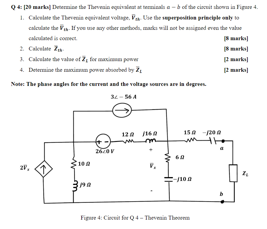 Solved Q 4: [20 marks] Determine the Thevenin equivalent at | Chegg.com