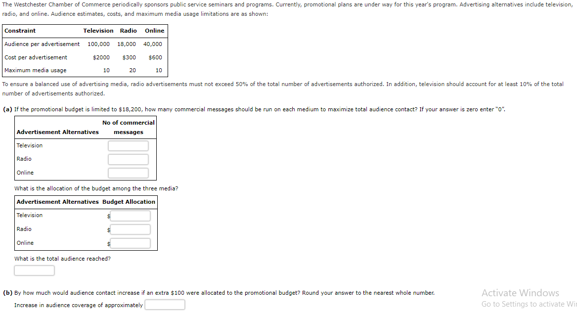 Solved number of advertisements authorized. What is the | Chegg.com