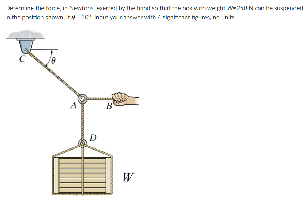 Solved Determine the force, in Newtons, exerted by the hand | Chegg.com